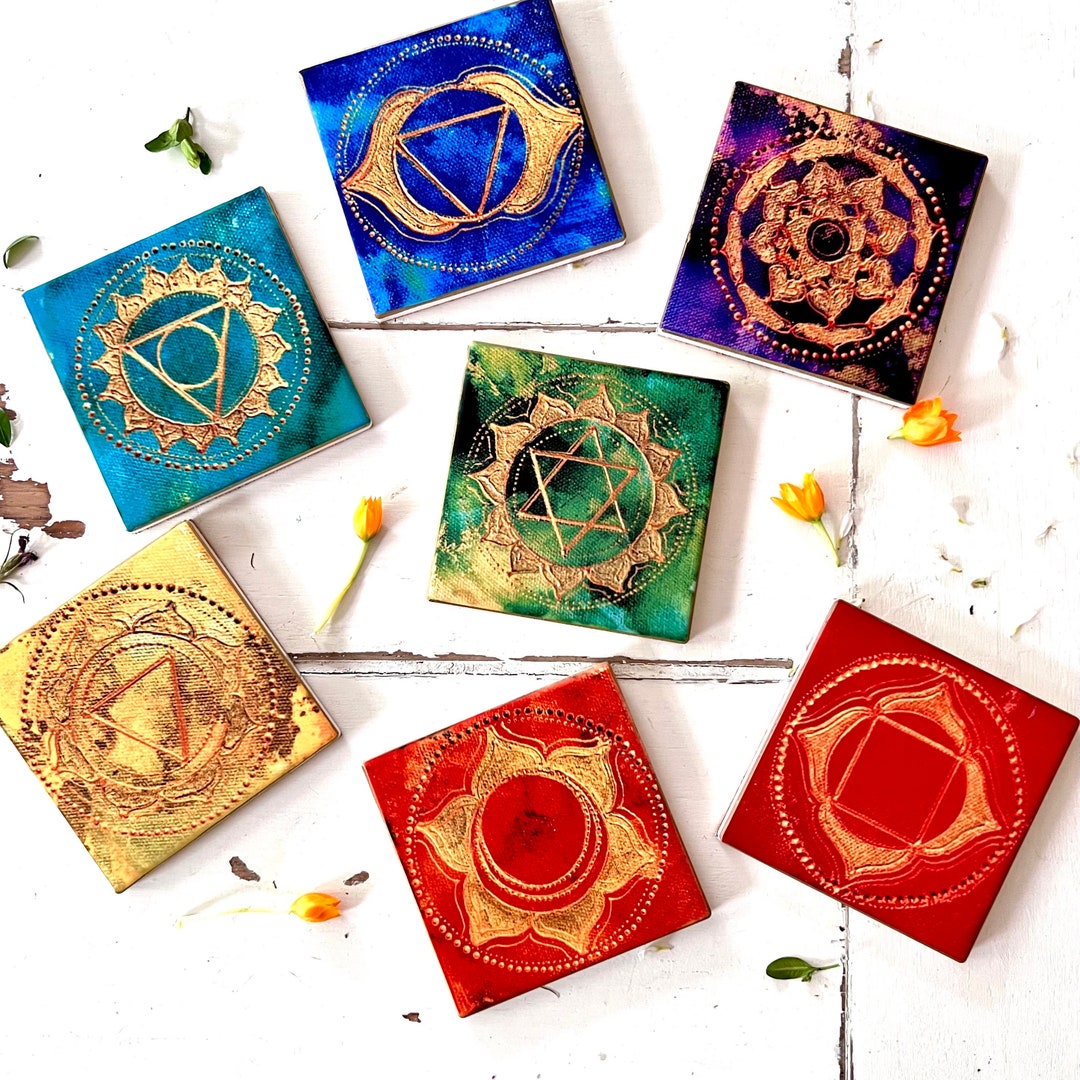 7 X Chakra Coasters Ceramics Direct From Artist - Etsy