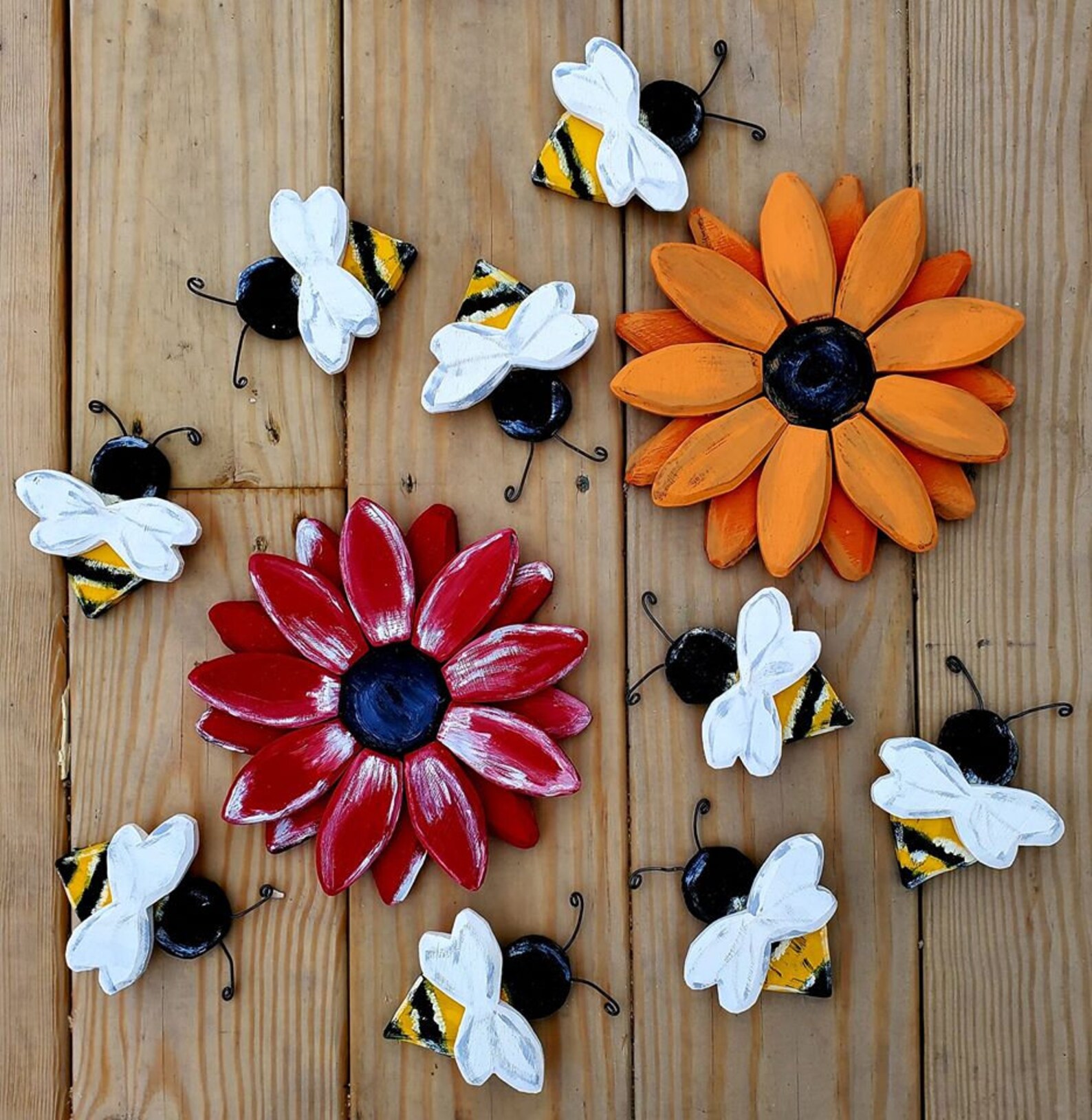 Set of 2 Mini Wood Bees-summer Decor-wood Bee Tiered Tray Decor ...