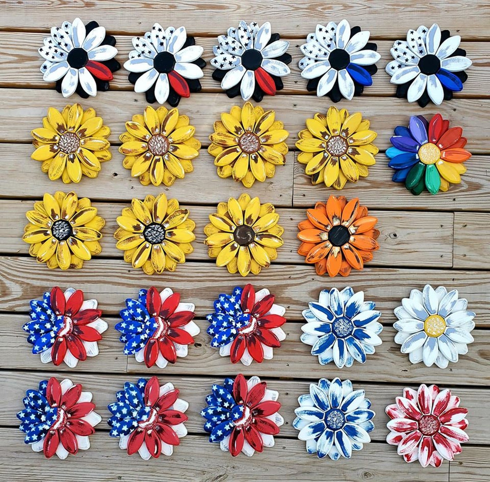 Wood Sunflower-farmhouse Wood Flower-modern Country Flower-primitive ...