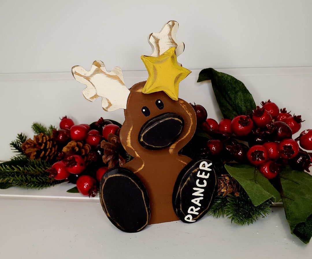 Wood Reindeer-santa's Reindeer-prancer-reindeer Shelf Sitter-modern ...