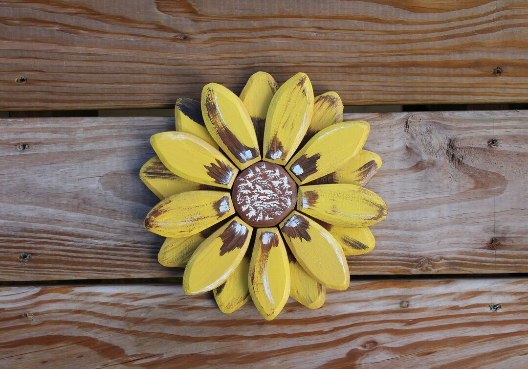 Wood Sunflower-farmhouse Wood Flower-modern Country Flower-primitive ...