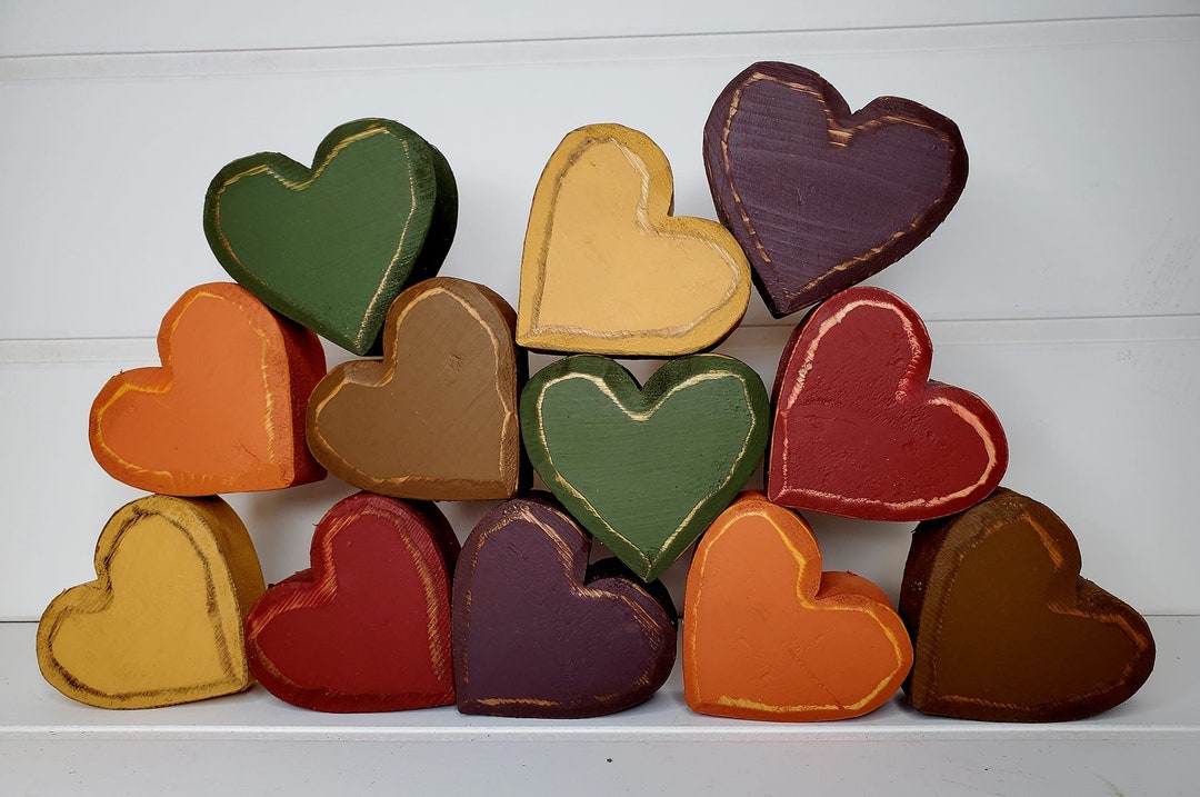 Fall Wooden Heart Decor, Rustic Farmhouse Tiered Tray Accent - Etsy
