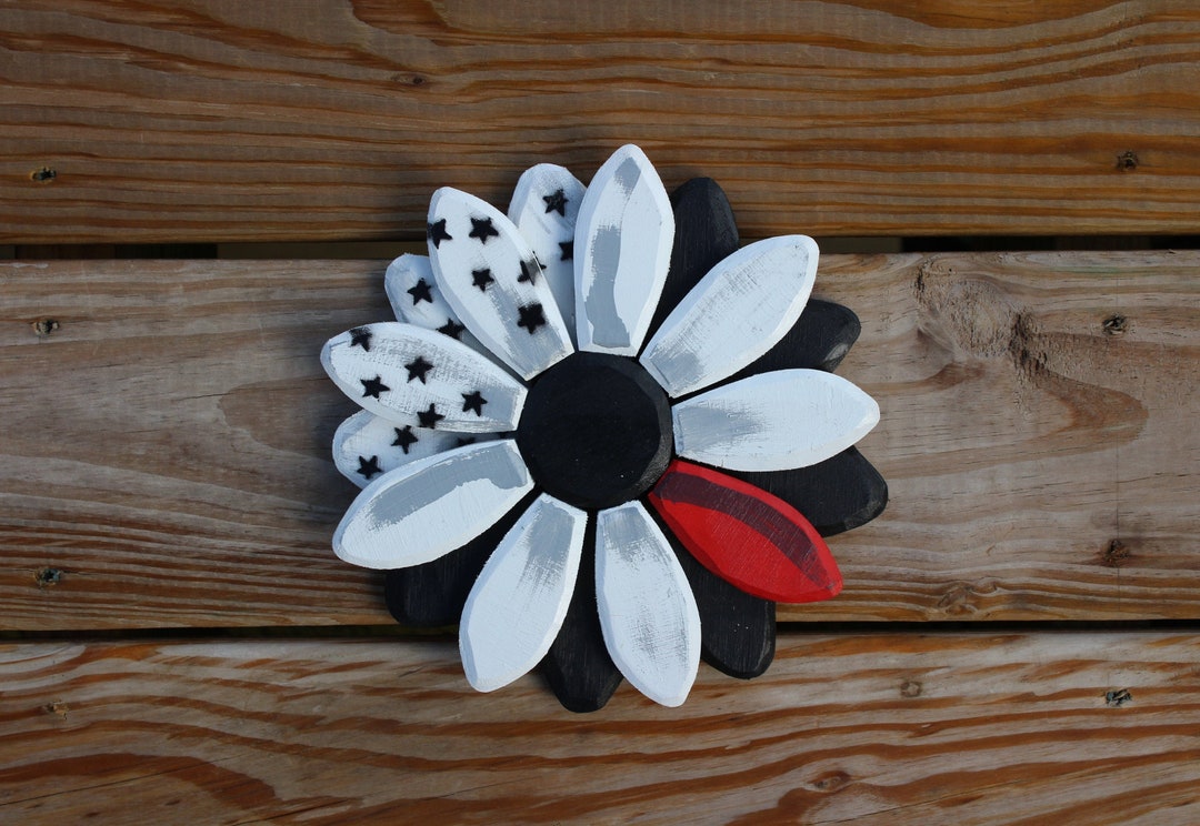 Wood Flower-thin Red Line Flower-firefighters Flower-modern Country ...