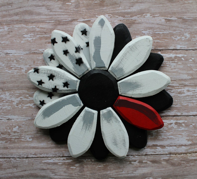 Wood Flower-thin Red Line Flower-firefighters Flower-modern Country ...