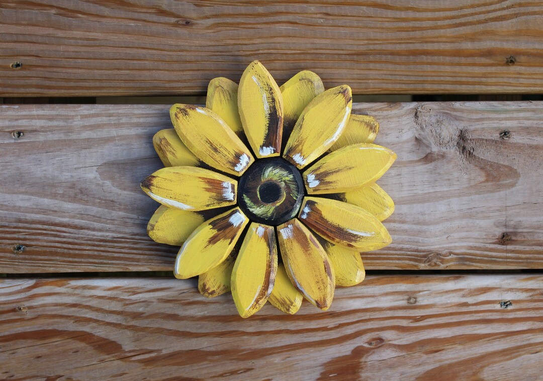 Wood Sunflower-farmhouse Wood Flower-modern Country Flower-primitive ...