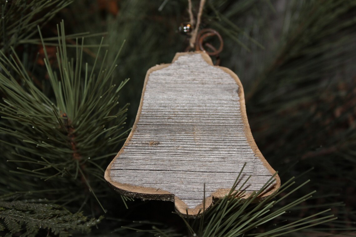 Reclaimed Wood Bell Ornament, Rustic Farmhouse Christmas Decor - Etsy