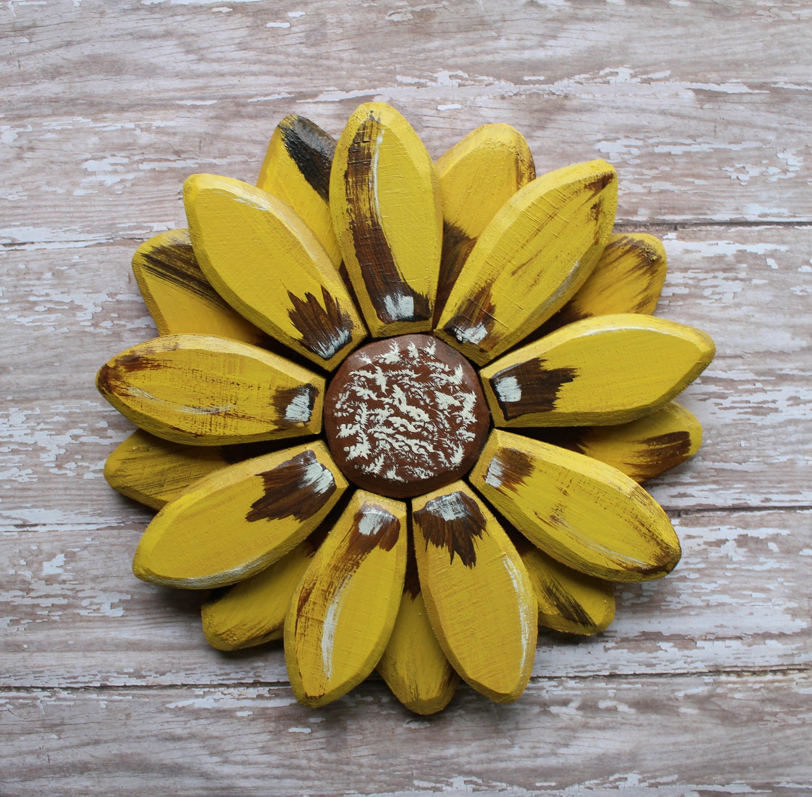 Hand Painted Wood Sunflower Wall Decor, Rustic Farmhouse Style - Etsy