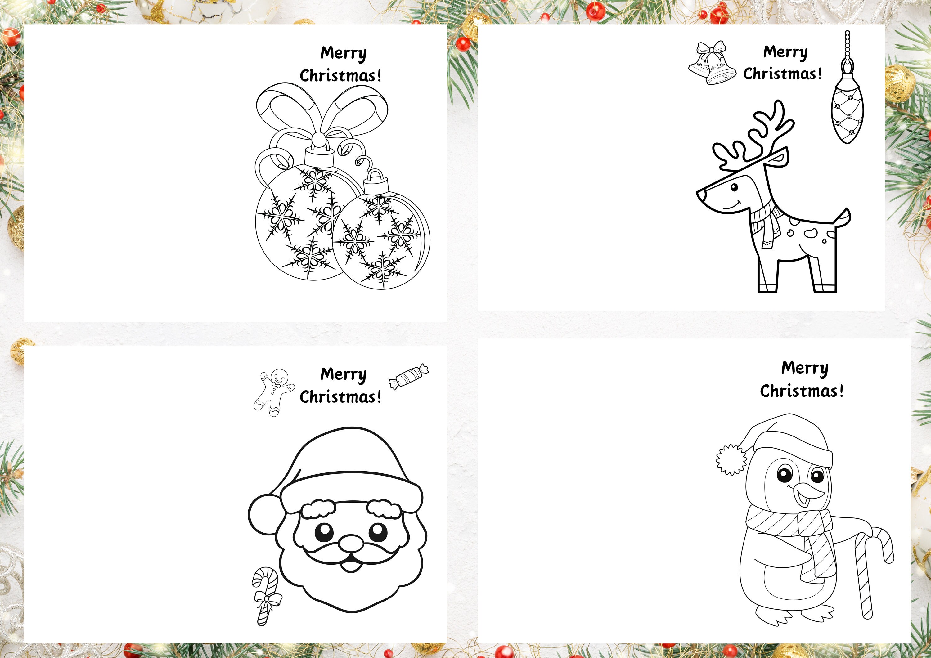 Instant Download Christmas Color Your Own Greeting Kids Cards, Kids ...