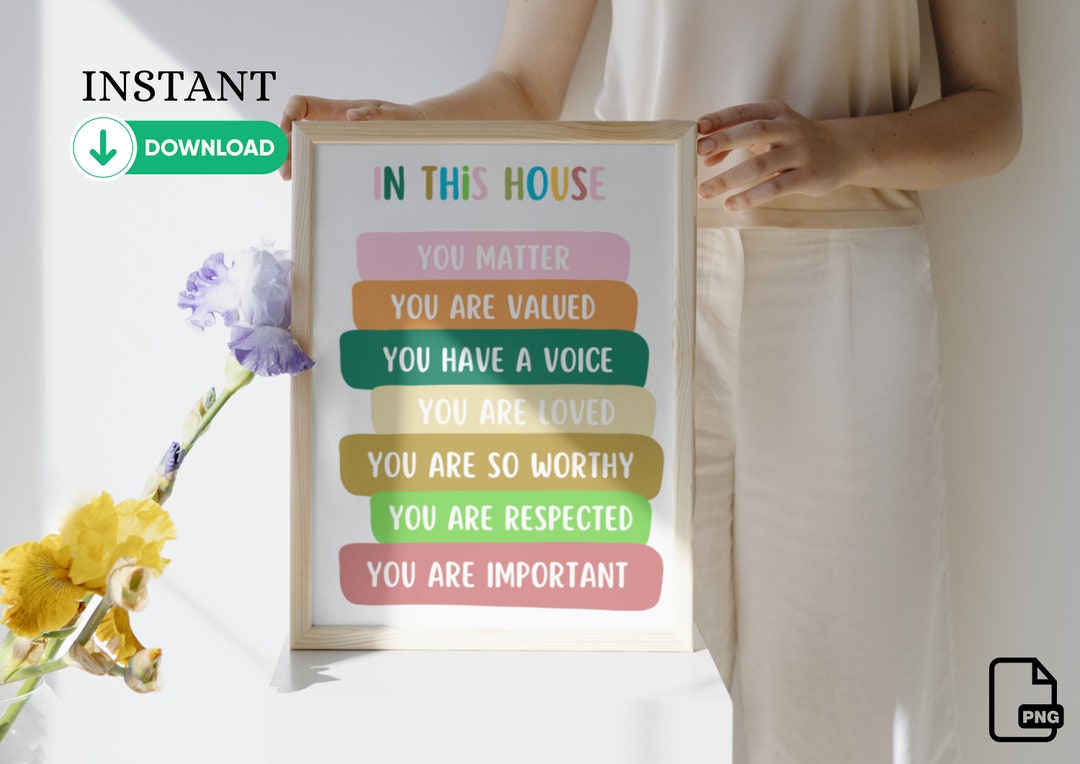 In This House Positive Poster, Kids Affirmation Wall Art, Positive ...