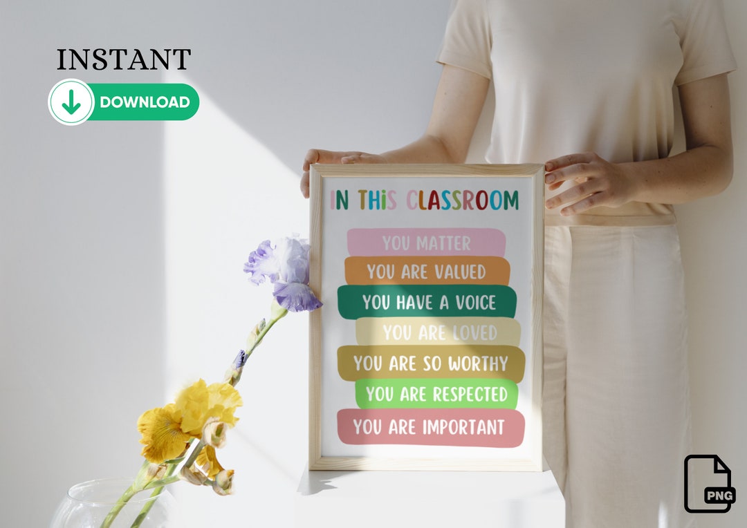 In This Classroom Positive Poster, Kids Affirmation Wall Art, Positive ...