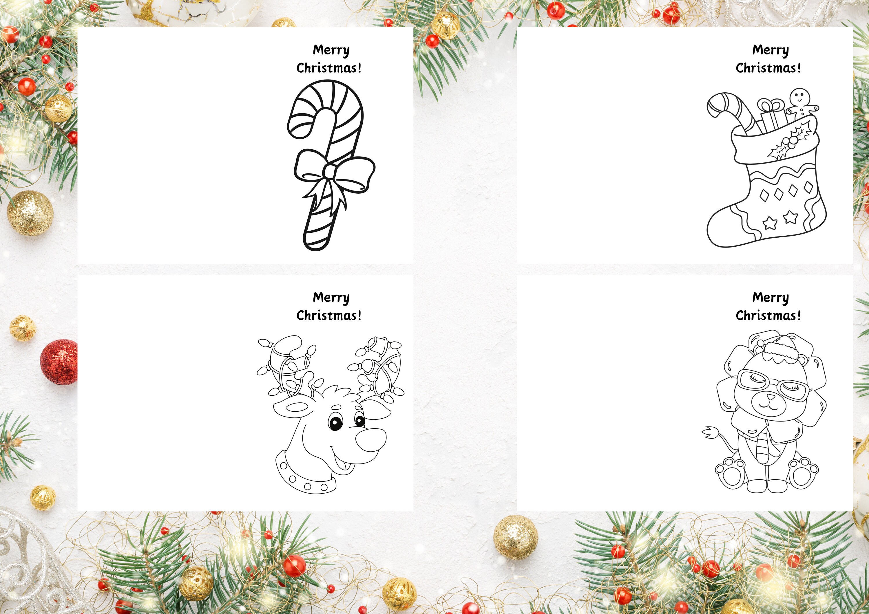 Instant Download Christmas Color Your Own Greeting Kids Cards, Kids ...