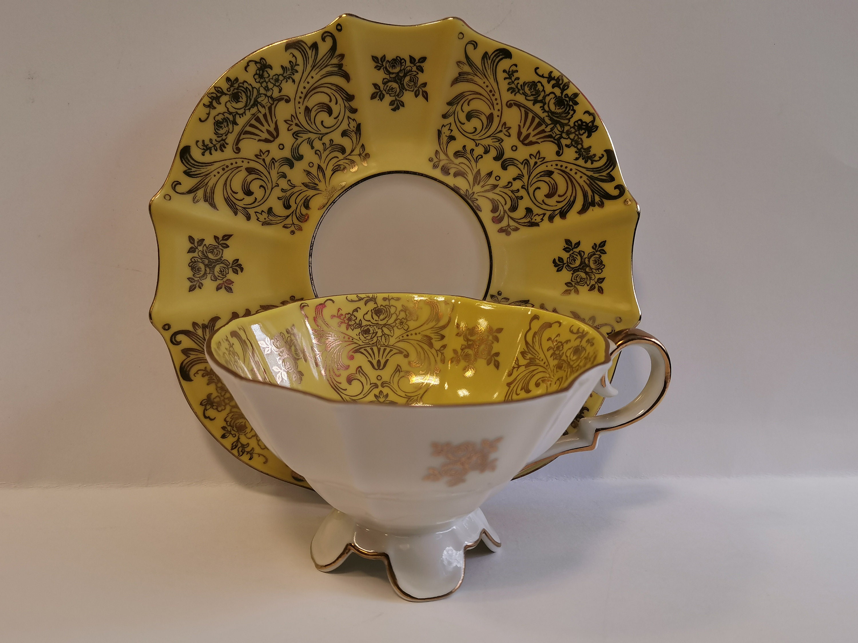 Antique Tea Cup Bavaria Made in Wertern Germany Yellow and | Etsy