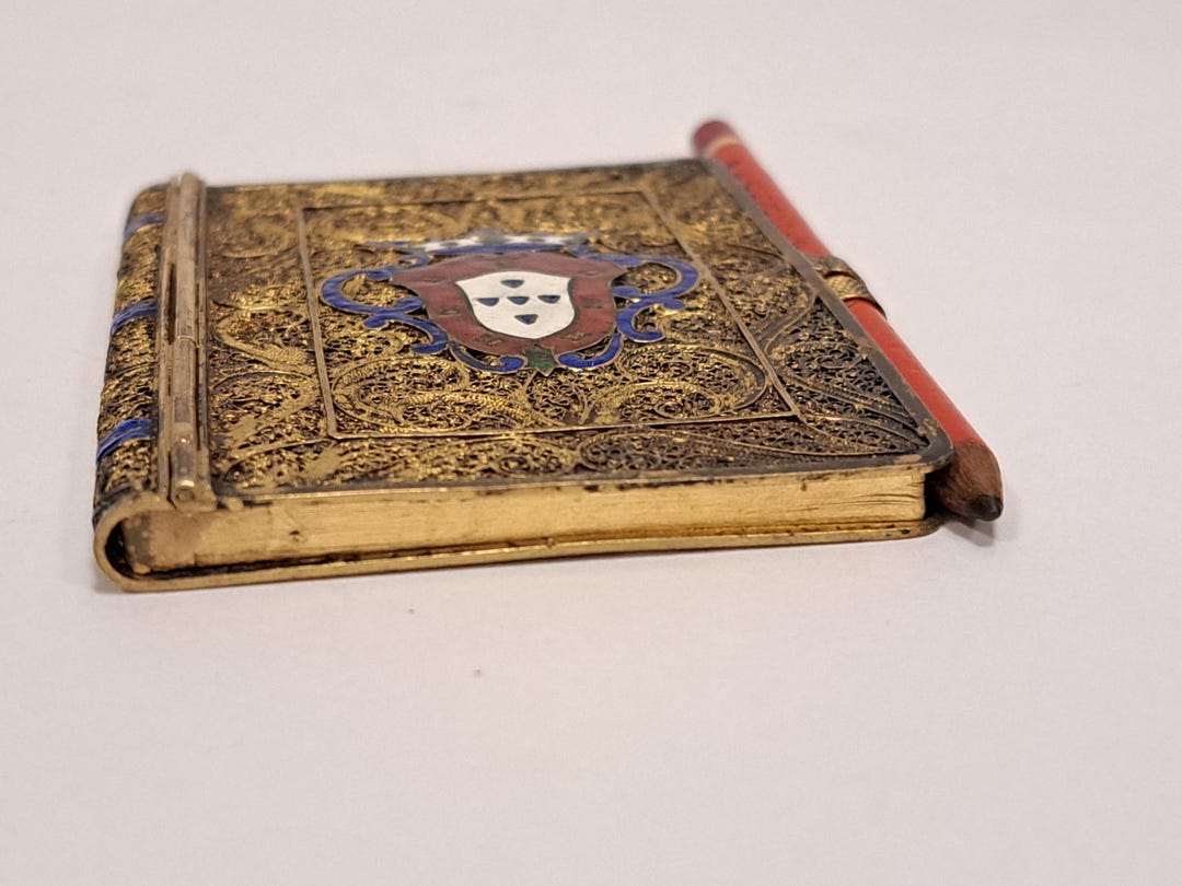 Vintage Golden Sterling Silver Notebook - Etsy