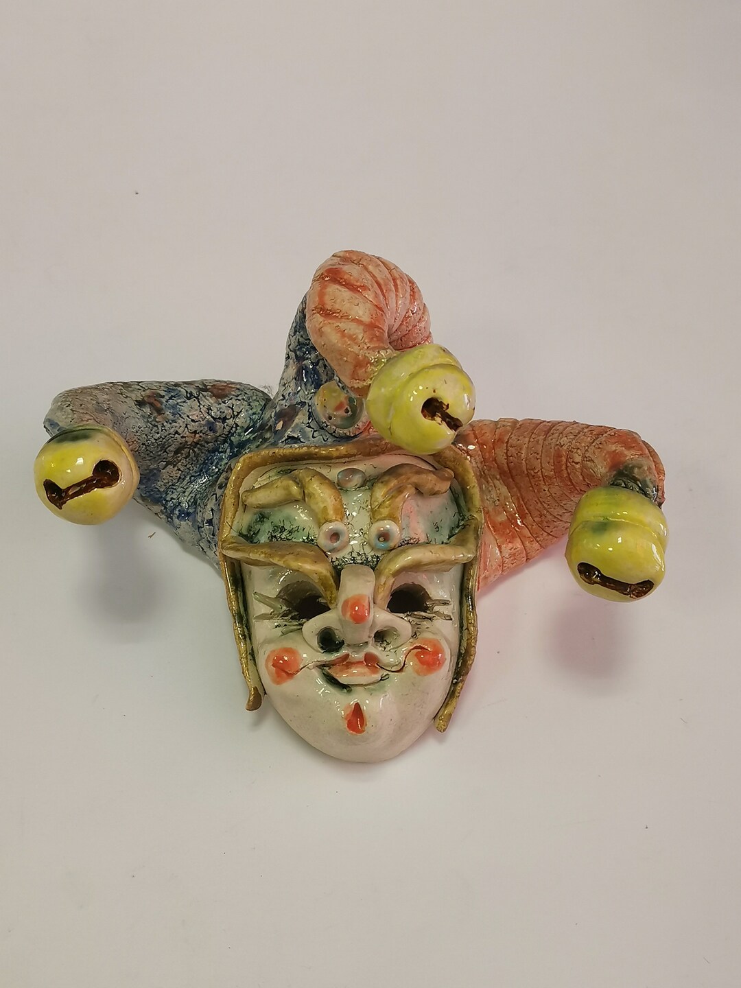 Vintage Handmade Ceramic Jester Mask, Hand Painted, European Clay ...
