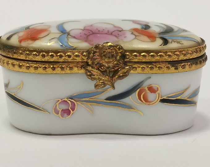 Vintage Limoges France Porcelain Trinket Box ,pill Box, Hand Painted - Etsy