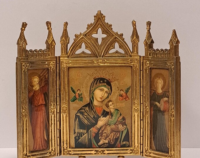 Vintage Sacred Art, Religious Art, Bronze Triptych - Etsy