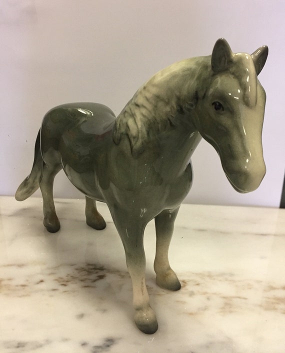 Vintage Porcelain Horse Figurine Hand Painted 1950s | Etsy