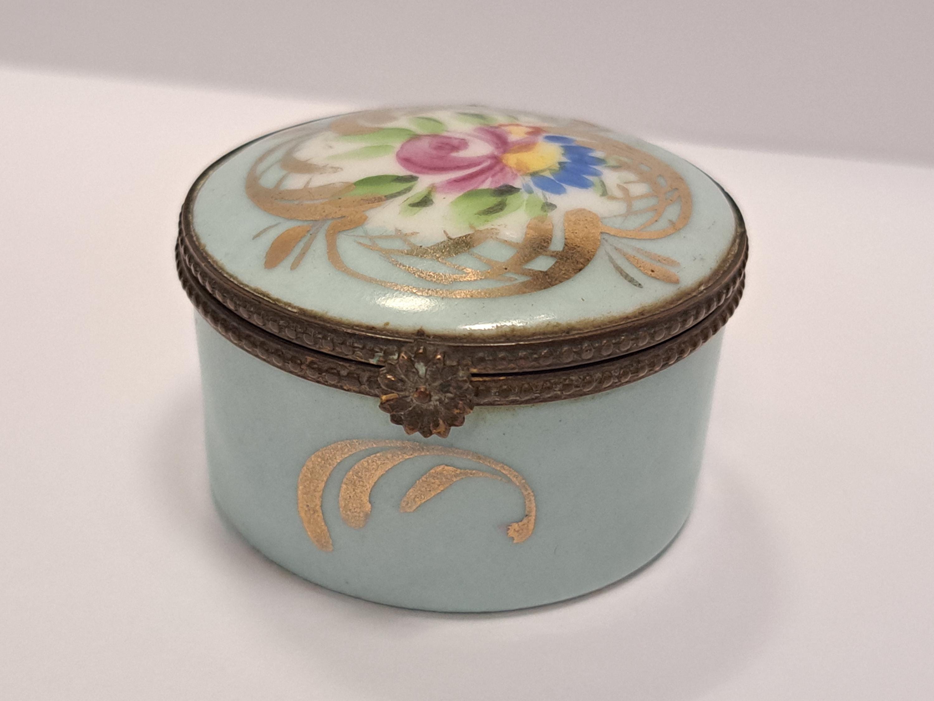 Vintage Limoges Porcelain Trinket Box, Hand Painted Floral Decor - Etsy