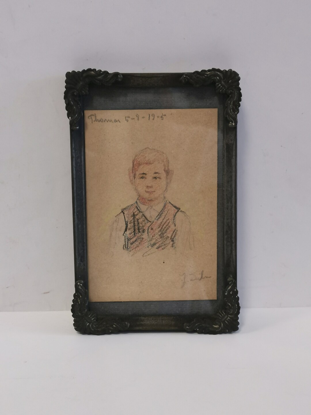 Vintage Hand-drawn With Colored Pencil, Old Frame, Work of Art - Etsy