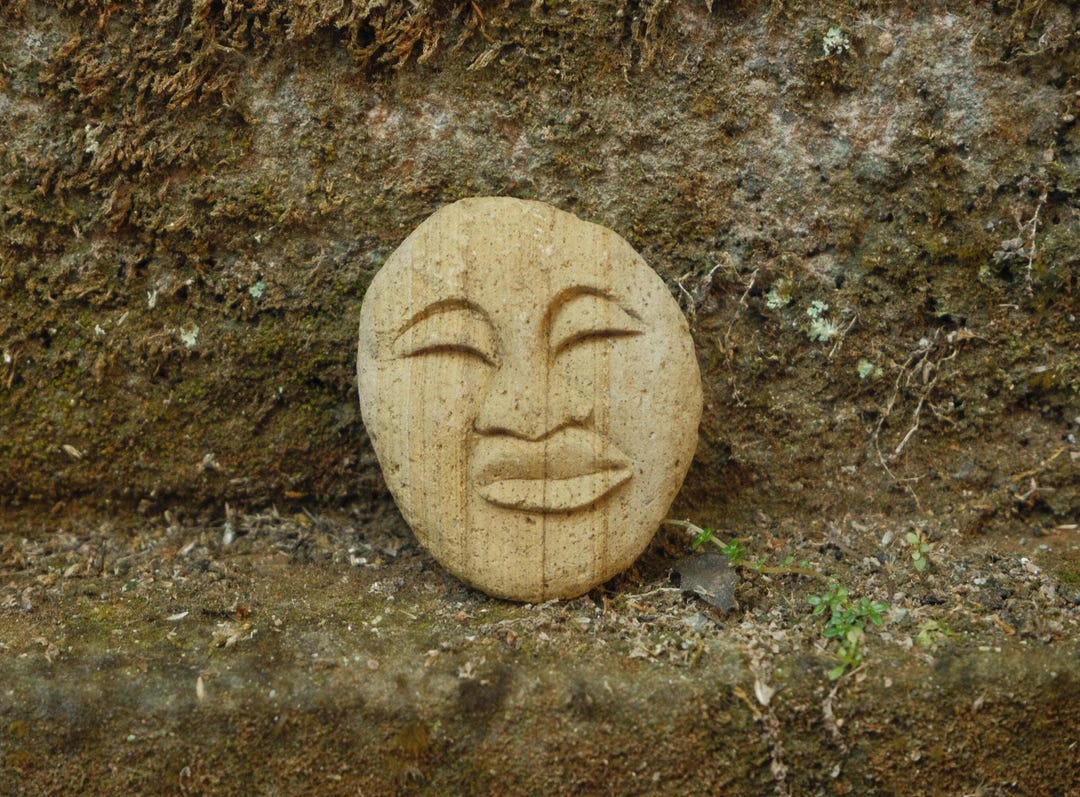 Artistic Natural Stone Statue - Primitive Hand-carved Face Figurine for ...