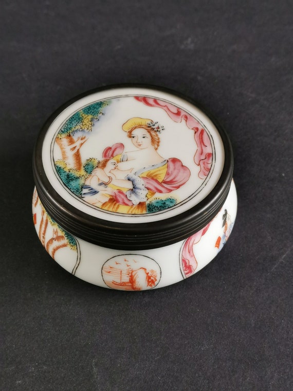 Vintage Chinese Porcelain Tobacco Box Hand Painted Antique | Etsy