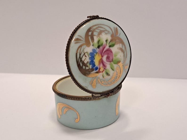 Vintage Limoges Porcelain Trinket Box, Hand Painted Floral Decor - Etsy
