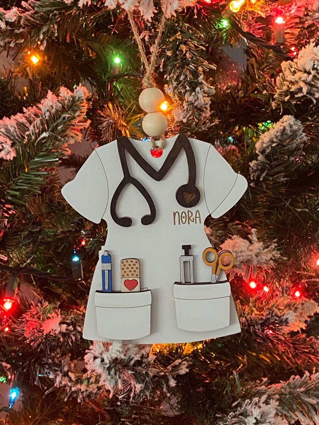 Nurse Christmas Ornament, Medical Scrubs Co Worker Gift, RN Student Graduation, LPN Personalised ...