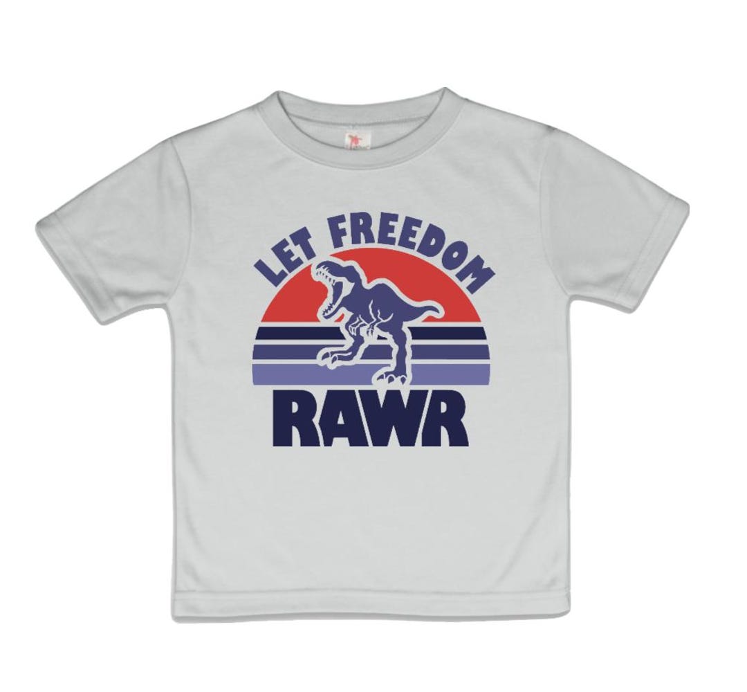 Let Freedom Rawr Dinosaur 4th of July Boys Tee Shirt, Patriotic Flag ...