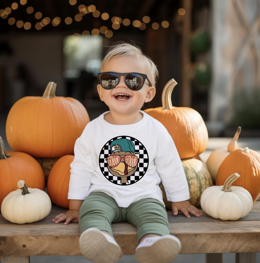 Gobble Gobble Turkey Thanksgiving Boys Tee Shirt, Fall Long Sleeve ...