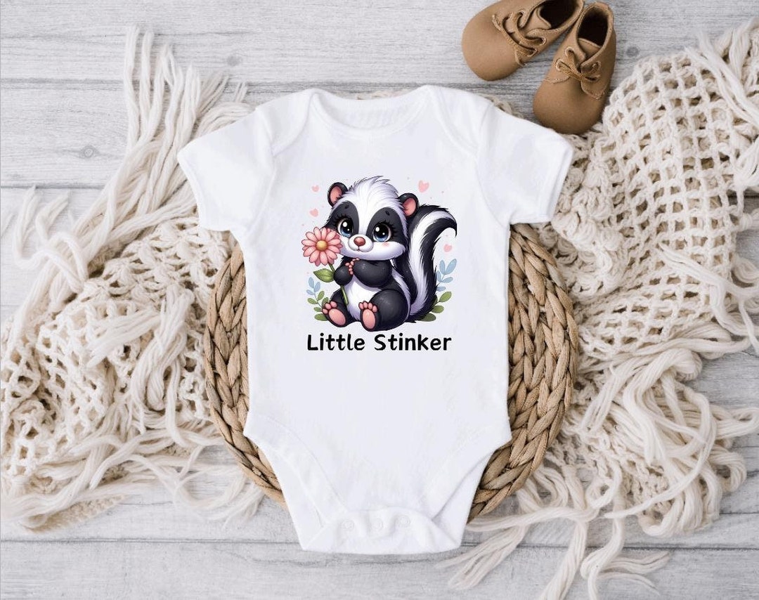 Little Stinker Skunk Cute Girls Baby Shirt, Newborn Baby Shower Gift ...