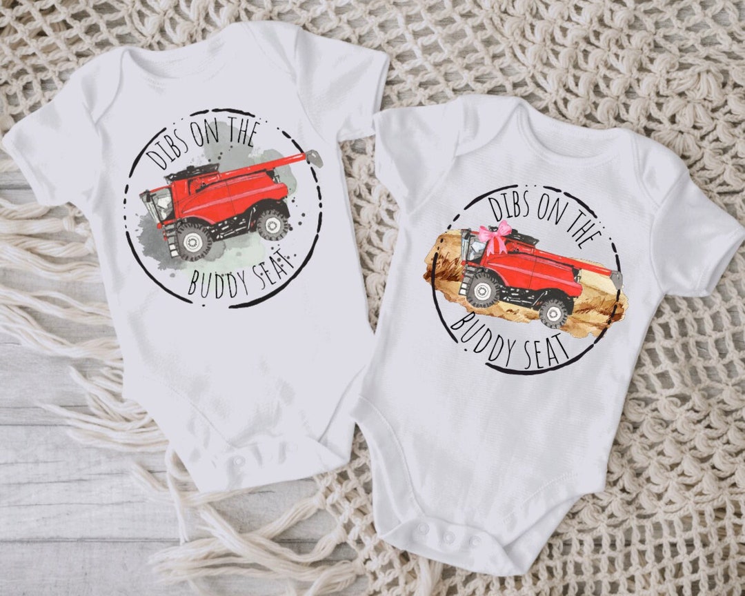 Dibs on the Buddy Seat Red Combine Tractor Baby Girl or Boy Bodysuit ...