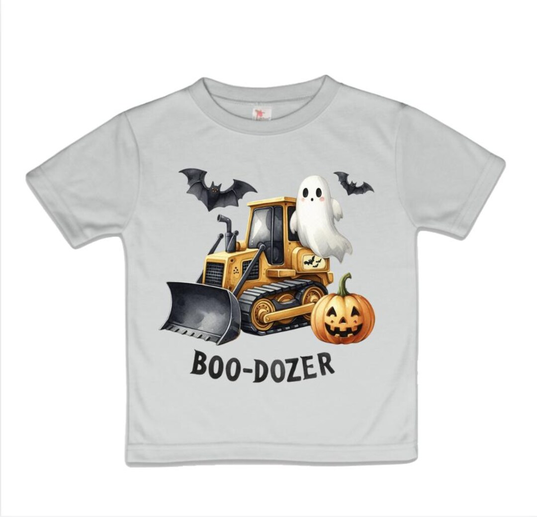 Boo-dozer Halloween Construction Boys Shirt, Youth Boys Tee Shirt ...
