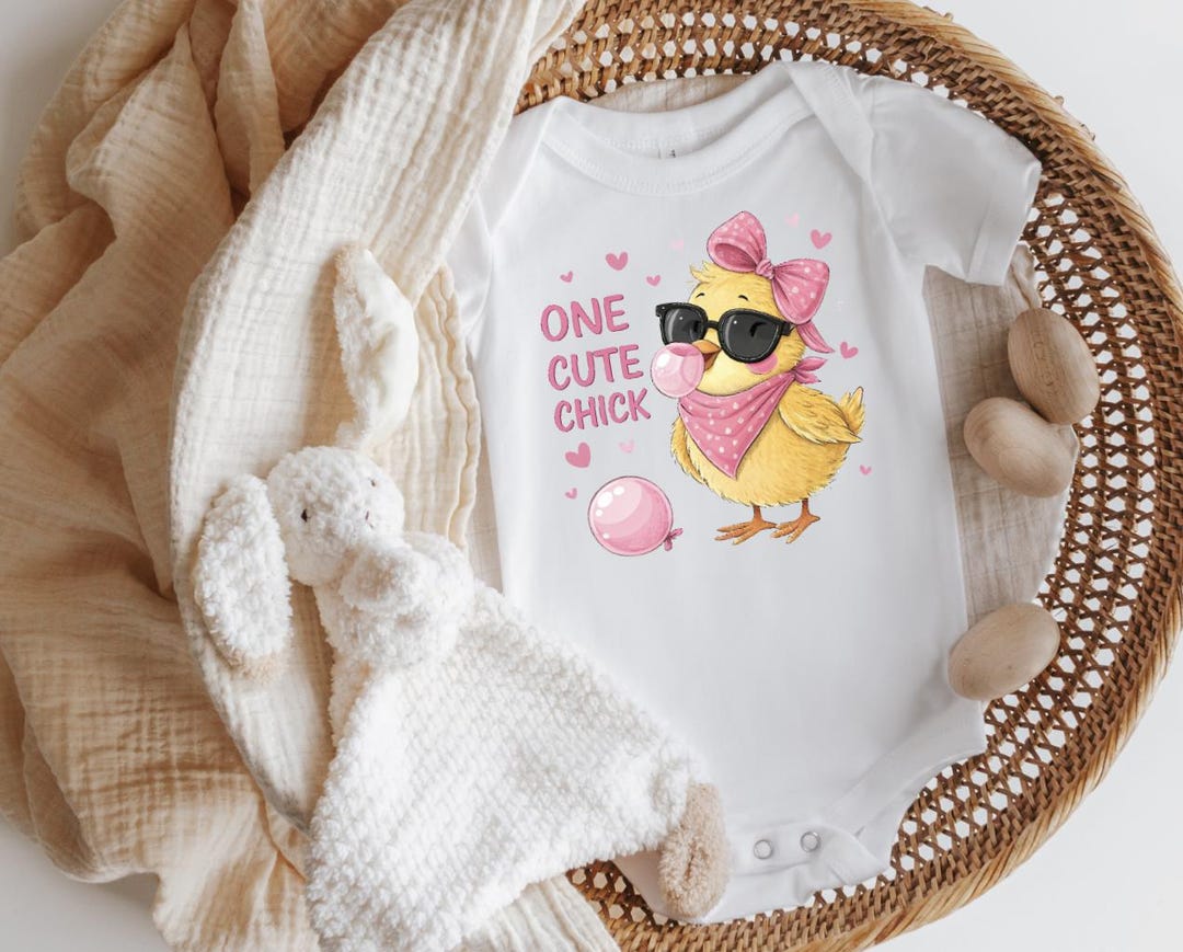 One Cute Chick Girls Easter Baby Bodysuit, Newborn 1st Easter Baby Tee ...