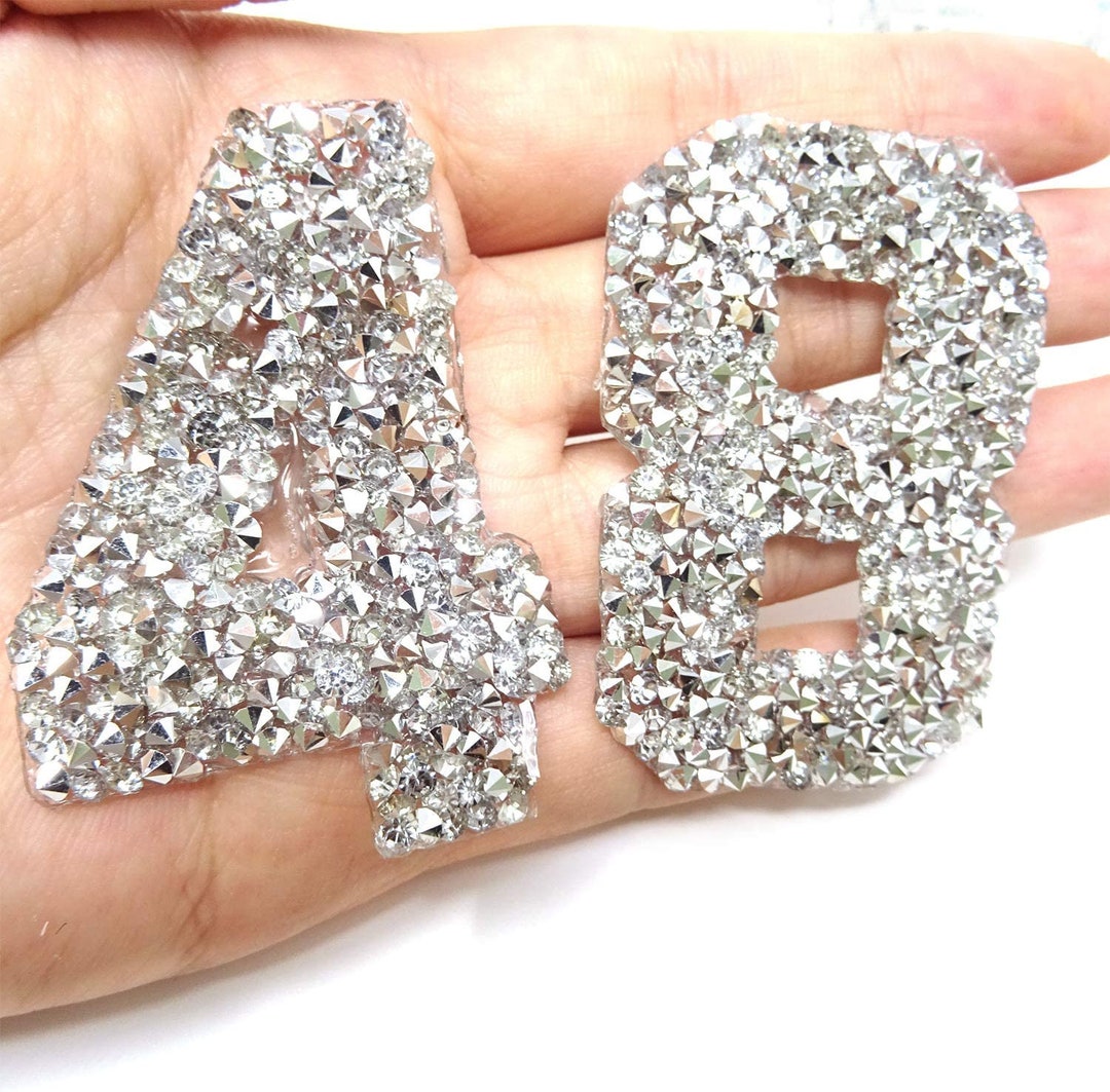 Glitter Rhinestone Number Stickers 0-9 Numbers 2.7 Inch High Iron-on ...