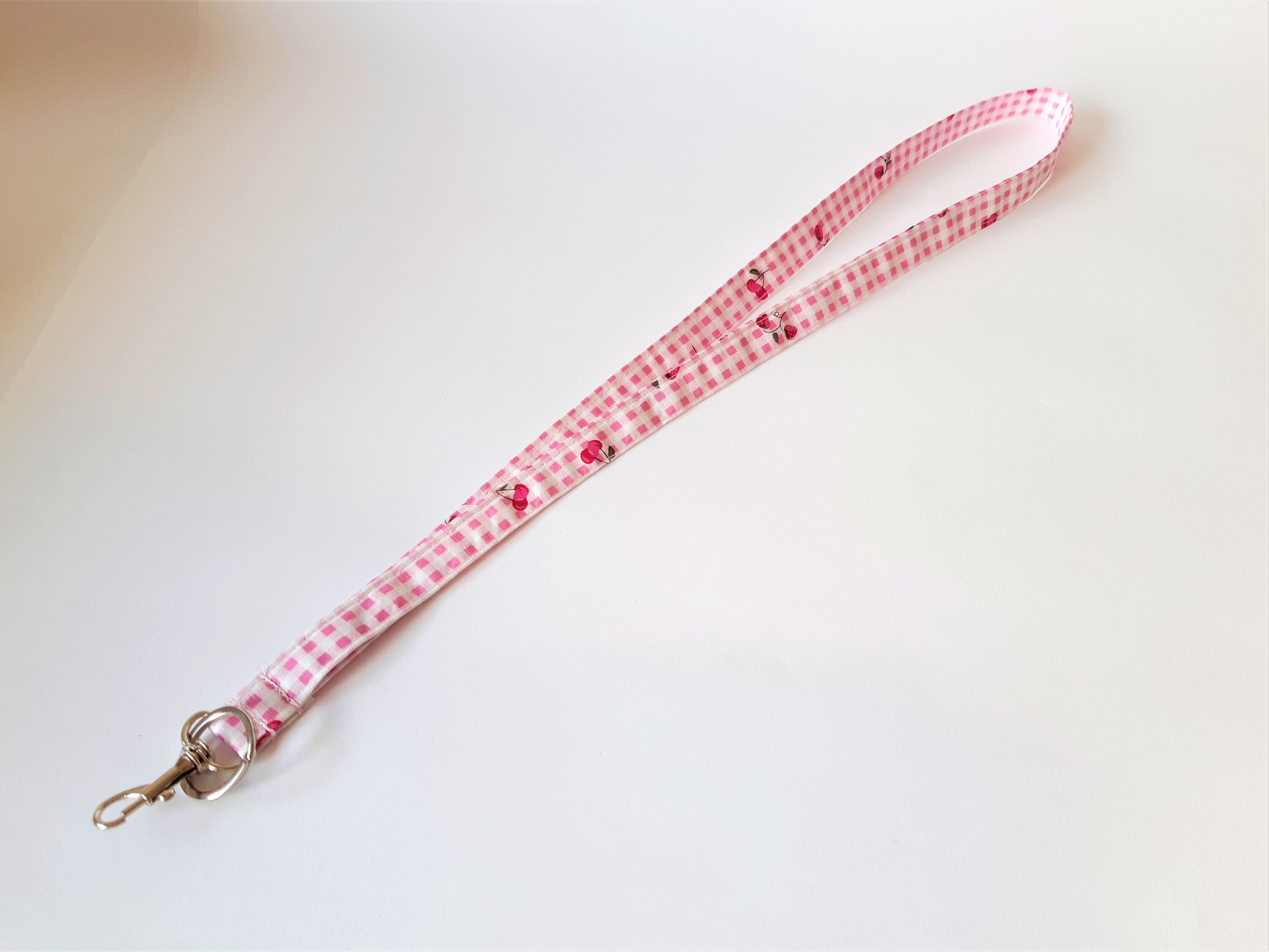 Cherry Checker Lanyard, ID Holder, Handmade Lanyard, Keychain, Gift for ...