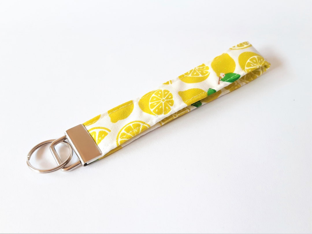 Free Shipping Lemon Keyring, Wristlet, Wristlet Keyring, Key Ring, Key ...