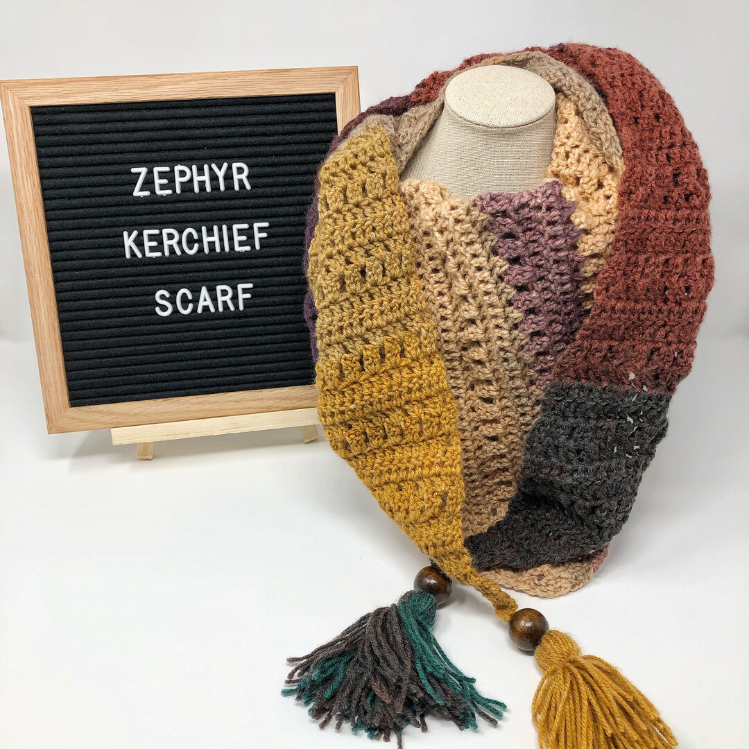 Zephyr Kerchief Scarf Crochet Pattern, Triangle Scarf, Lightweight ...