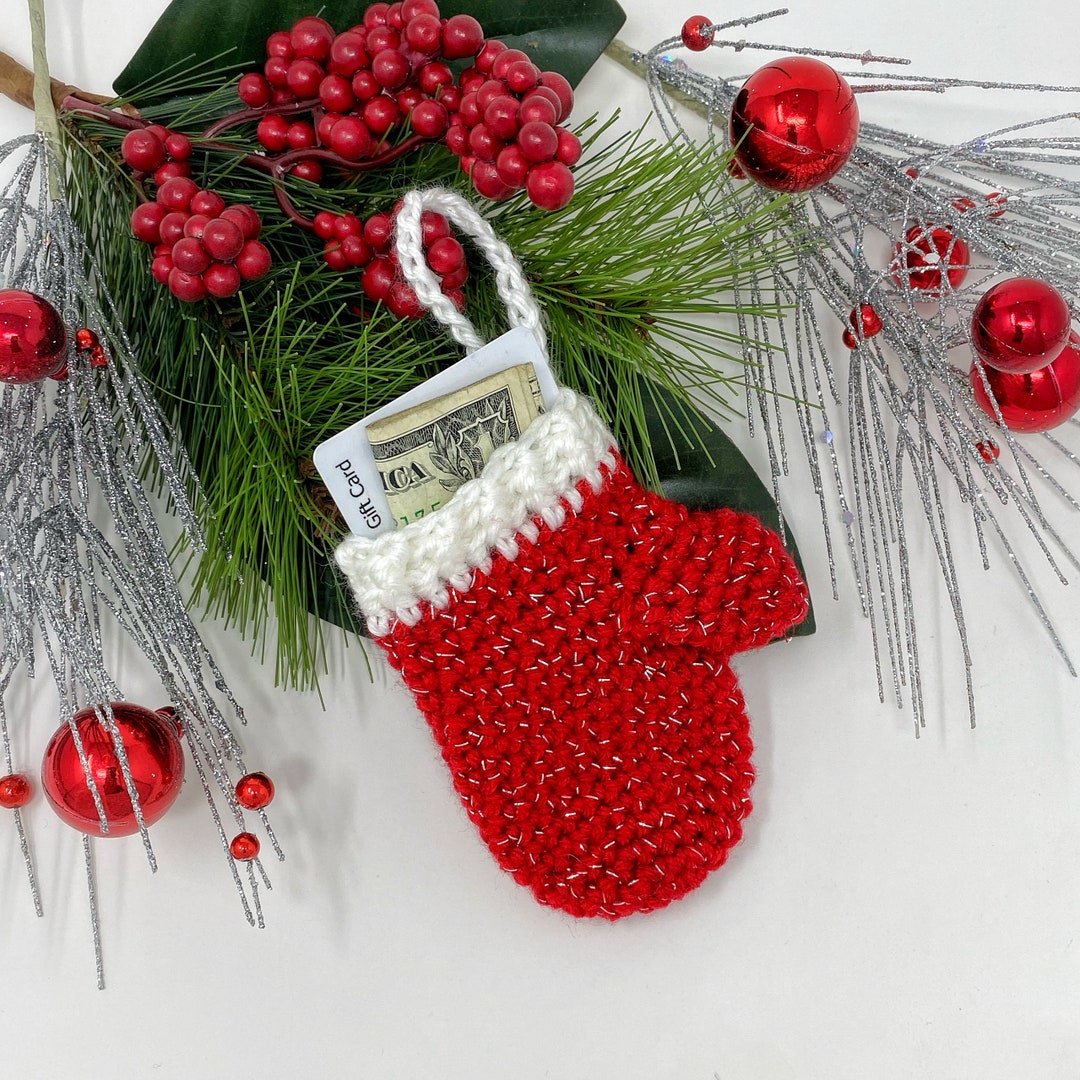 Mini Mitten Ornament Crochet Pattern, Gift Card Holder, Money Holder ...