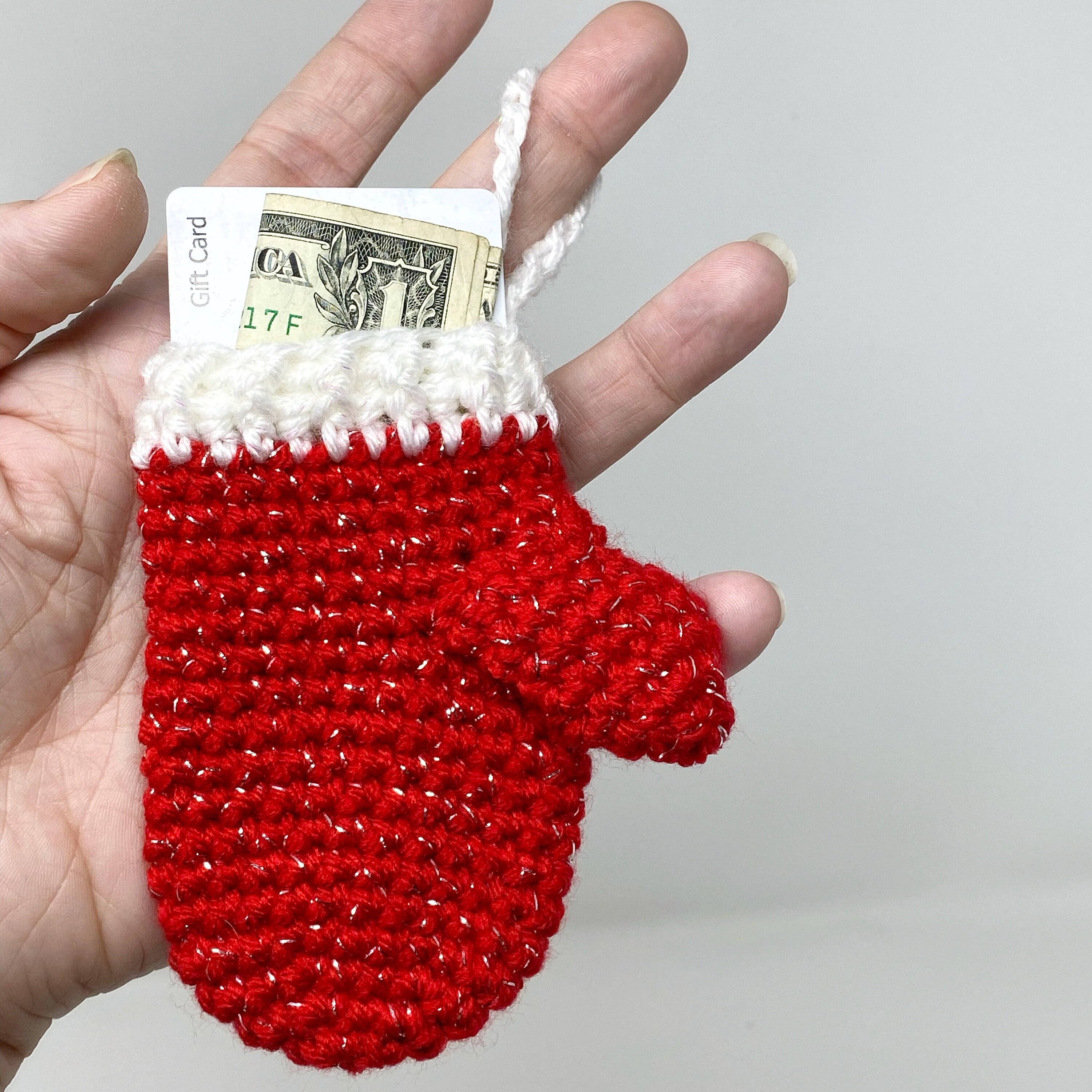 Mini Mitten Ornament Crochet Pattern, Gift Card Holder, Money Holder ...