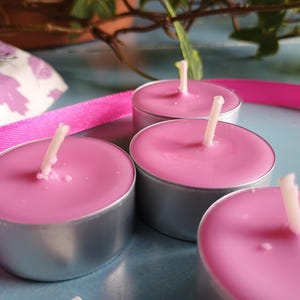 Pink Unscented Tealights, Soy Wax Tealights, Set of Four With Gift Box ...