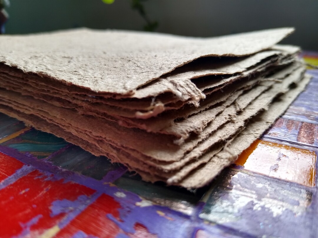 Handmade Paper, A5 Threaded Kraft Recycled Paper Sheets , 10 Handmade ...