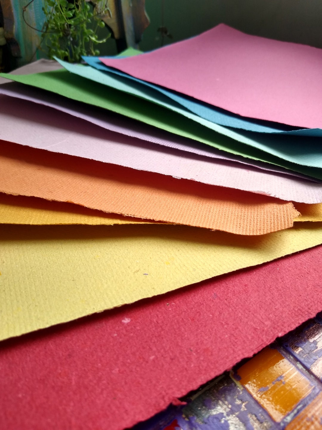 A4 A Rainbow of Colours Recycled Paper, Handmade Paper, 10 Handmade A4 ...