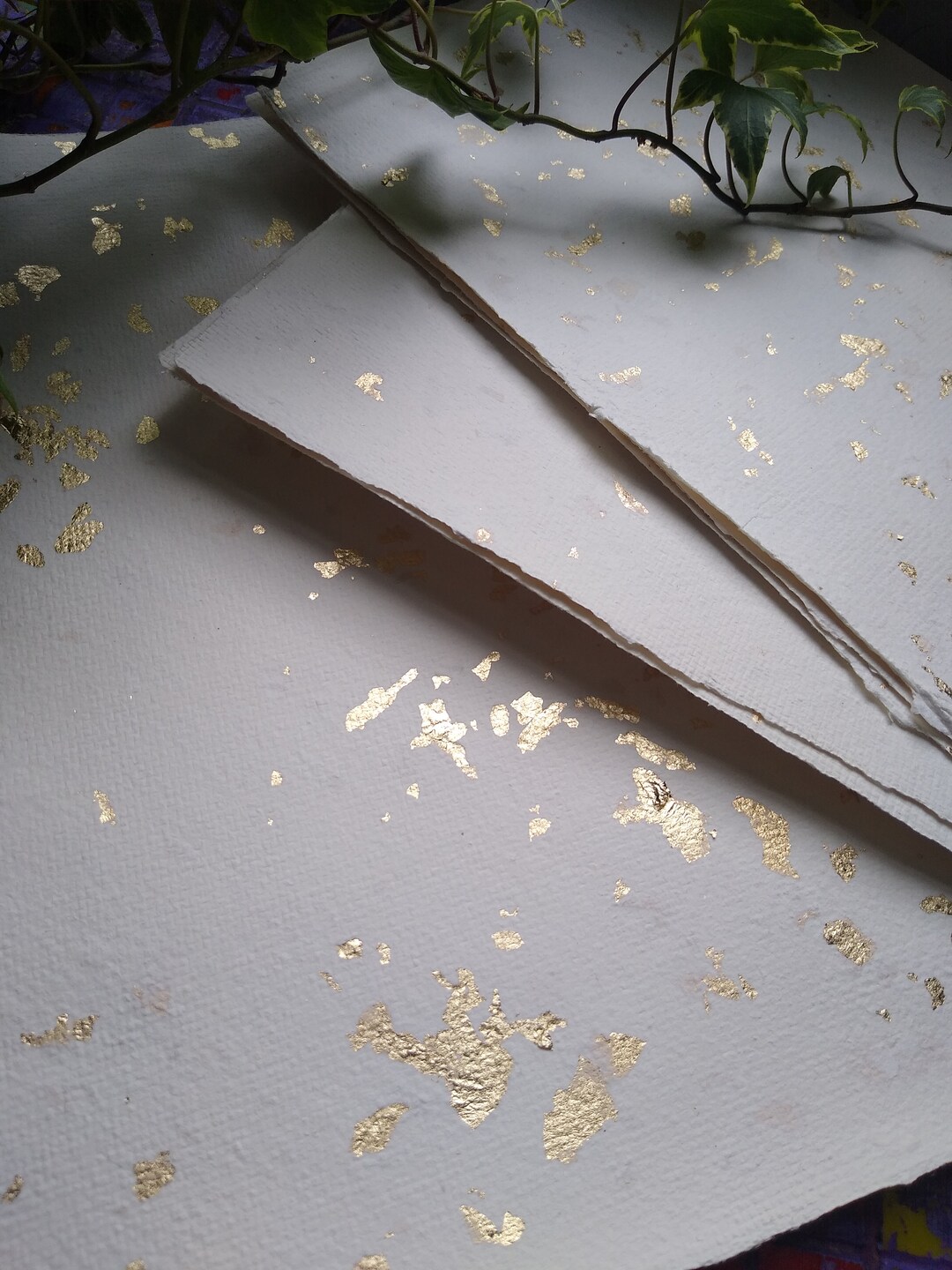 A4 Gold Flaked Vanilla Recycled Paper Sheets, 10 Sheets of Handmade ...