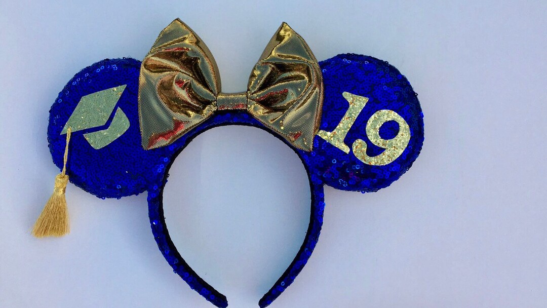 Royal Blue and Gold Graduation Minnie Mouse Ears Graduation Hair ...