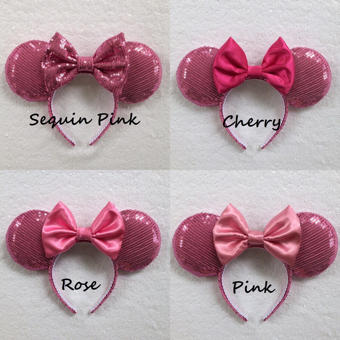 Pink Sequin Minnie Mouse Ears, Sequin Ears, Mickey Mouse Ears, Sequin ...