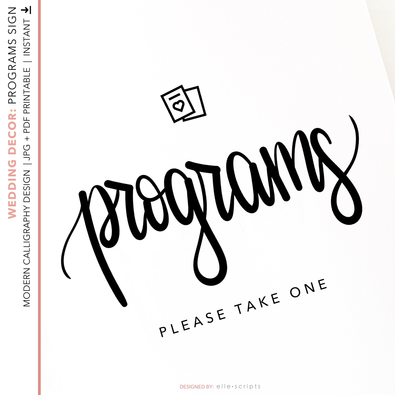 Programs Please Take One Wedding Sign Printable Template, Wedding Décor ...