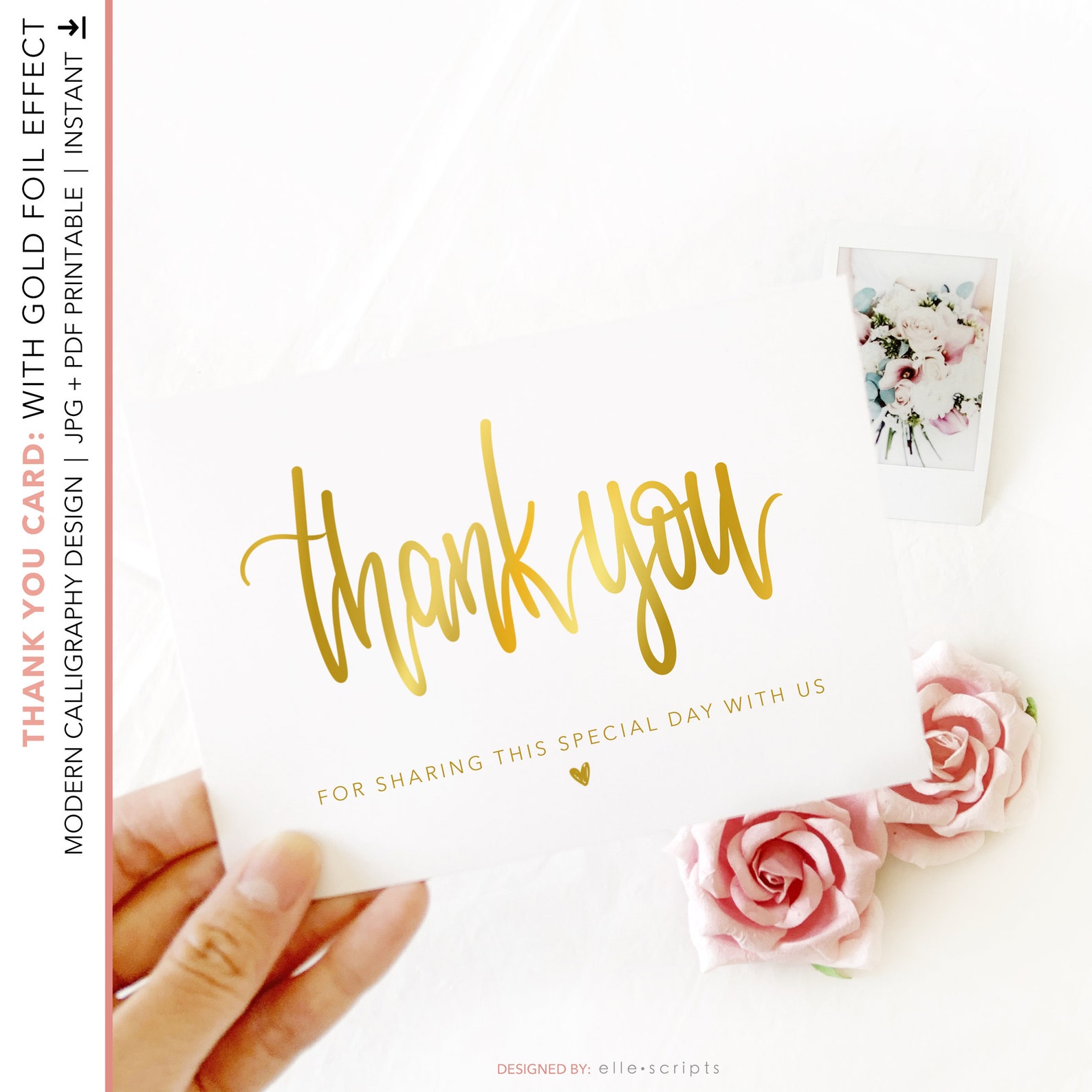 Thank You Card Printable Template PDF Digital Download - Etsy