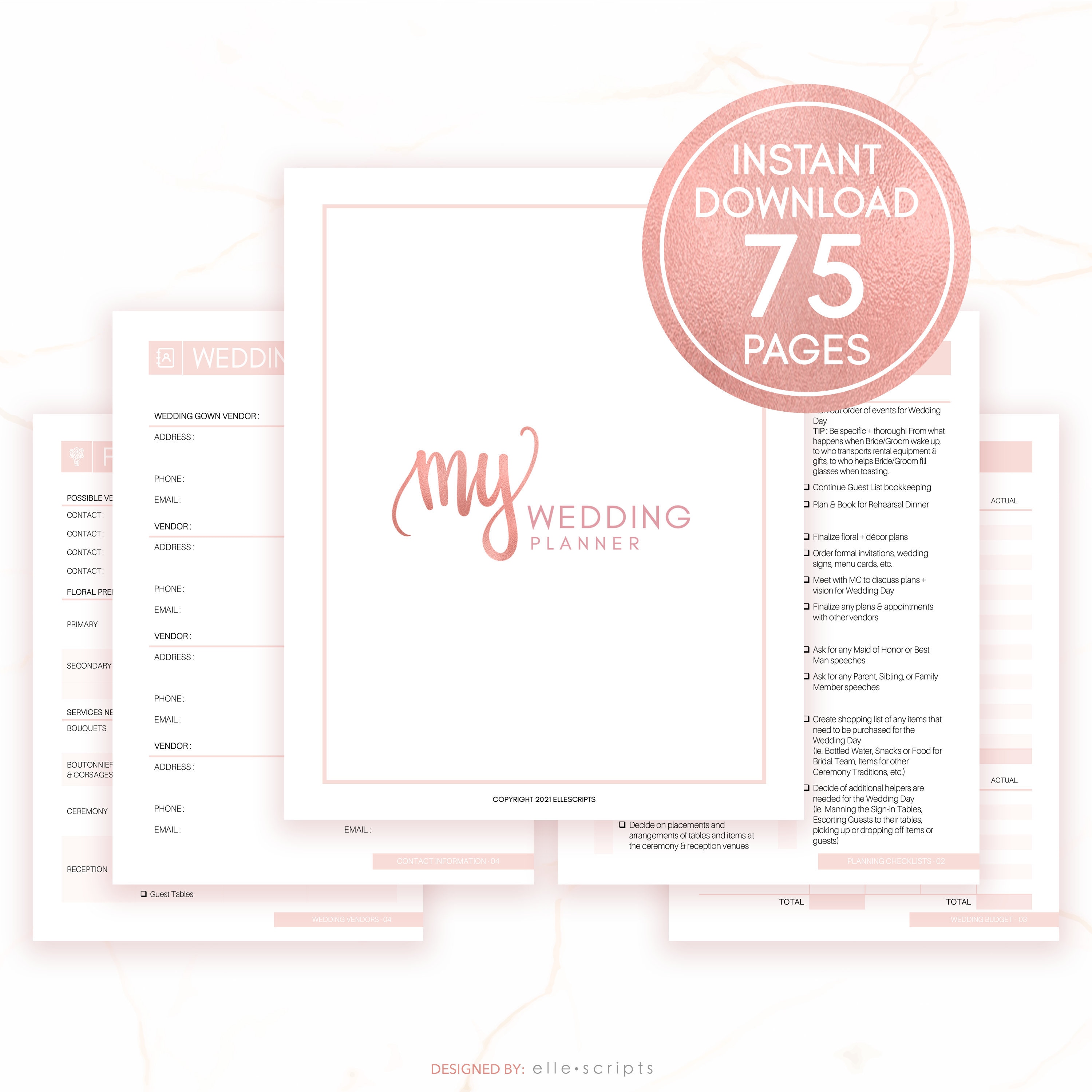 Wedding Planner Printable | PDF Instant Download | Wedding Planning ...
