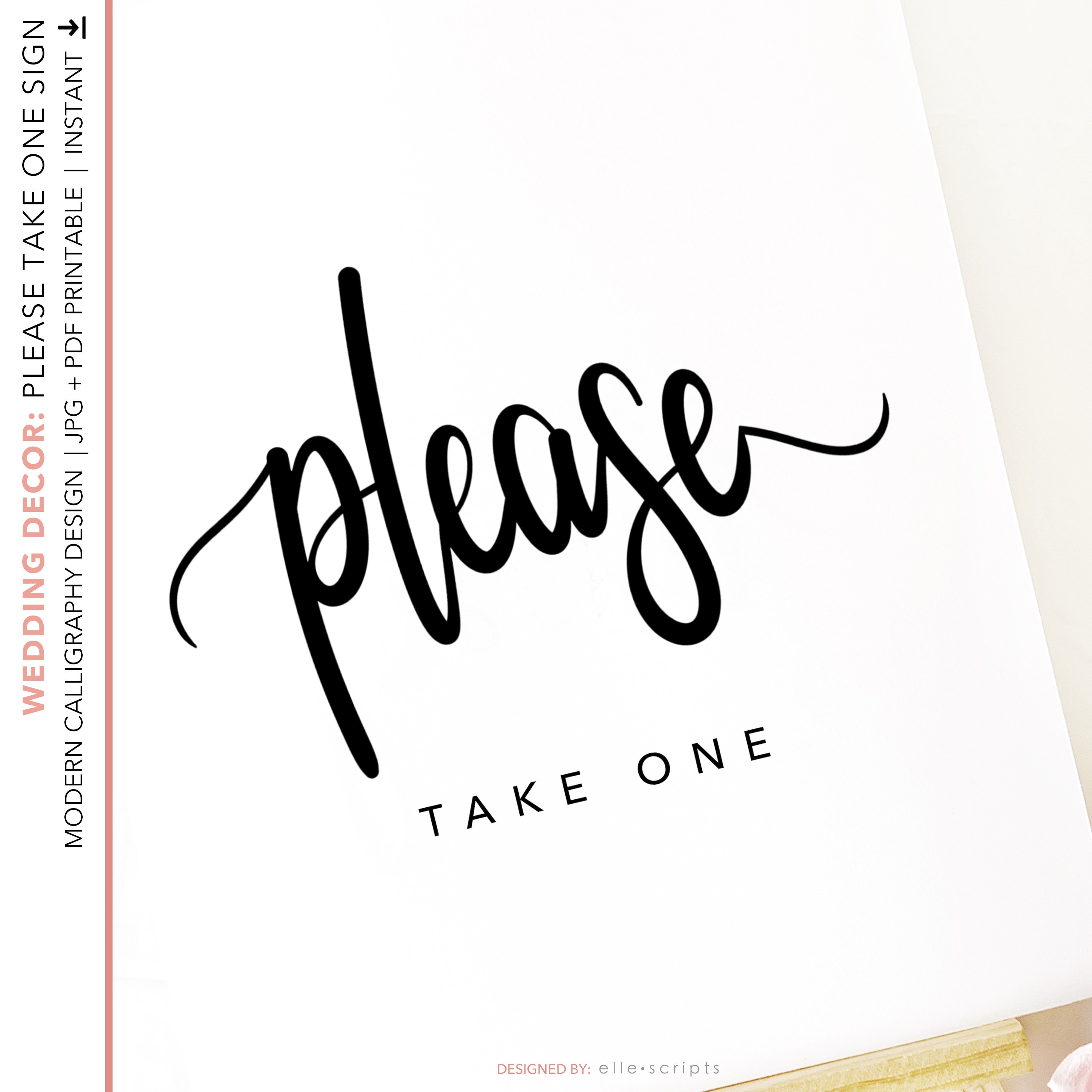 Please Take One Favor Wedding Sign Printable Template, Wedding Décor ...