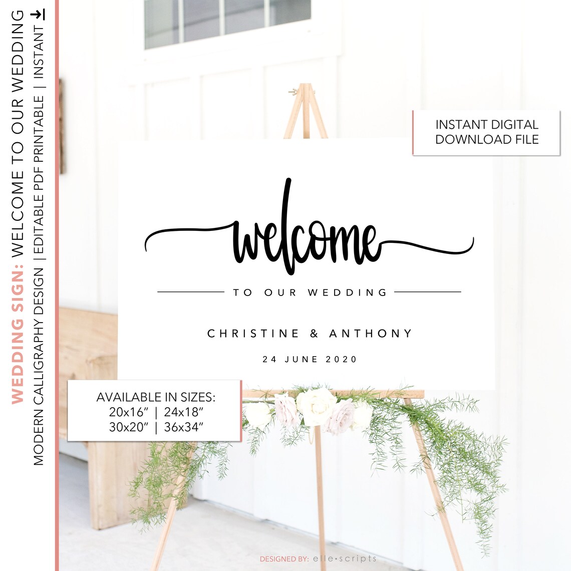 Wedding Welcome Sign Printable Template, Editable PDF Digital Download ...